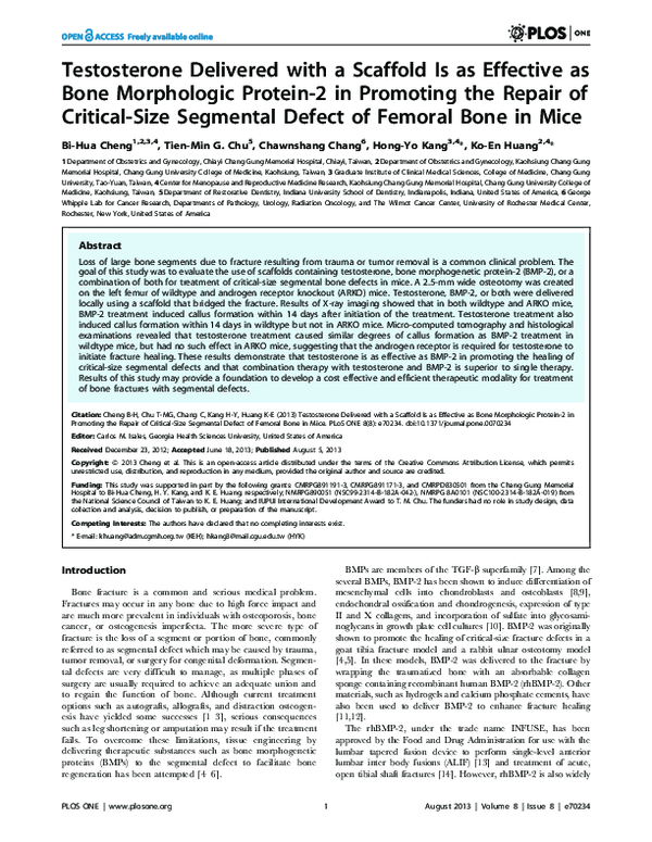 Testosterone Delivered with a Scaffold Is as Effective as Bone ...