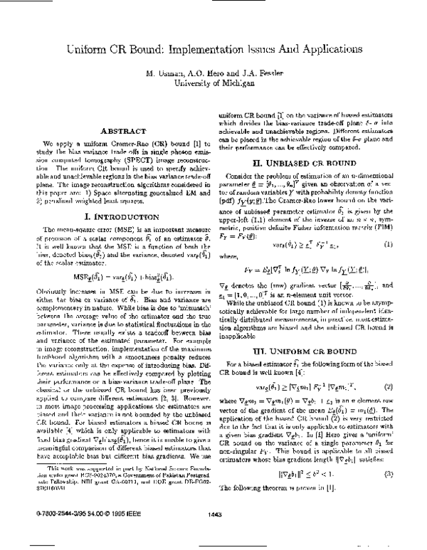 (PDF) Uniform CR bound: implementation issues and applications