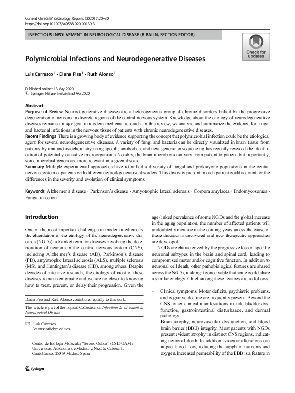 (PDF) Polymicrobial Infections and Neurodegenerative Diseases