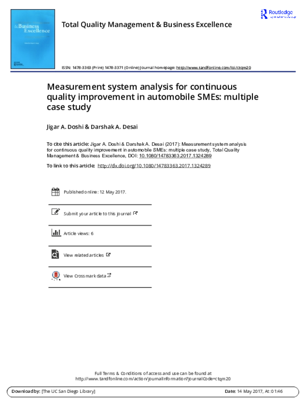 (PDF) Measurement system analysis for continuous quality improvement in ...