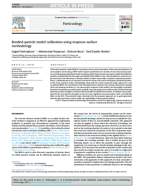 (PDF) Bonded-particle model calibration using response surface methodology