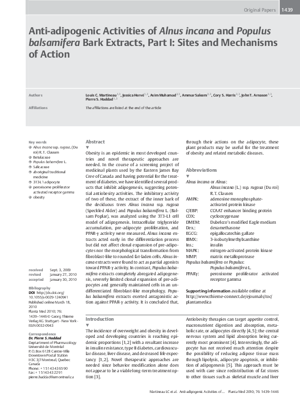 (PDF) Anti-adipogenic Activities of Alnus incana and Populus ...