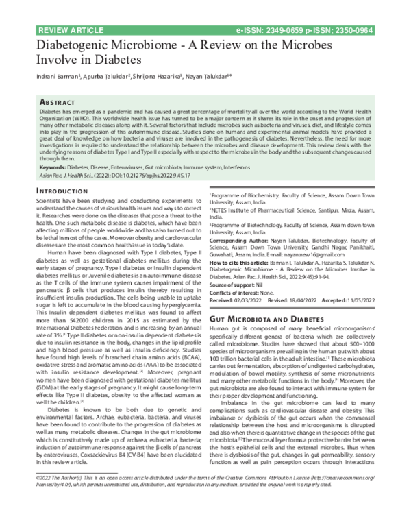 (PDF) Diabetogenic Microbiome - A Review on the Microbes Involve in ...