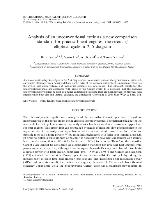 (PDF) Analysis of an unconventional cycle as a new comparison standard ...