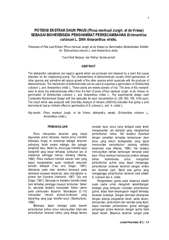 (PDF) POTENSI EKSTRAK DAUN PINUS (Pinus merkusii Jungh. et de Vriese ...