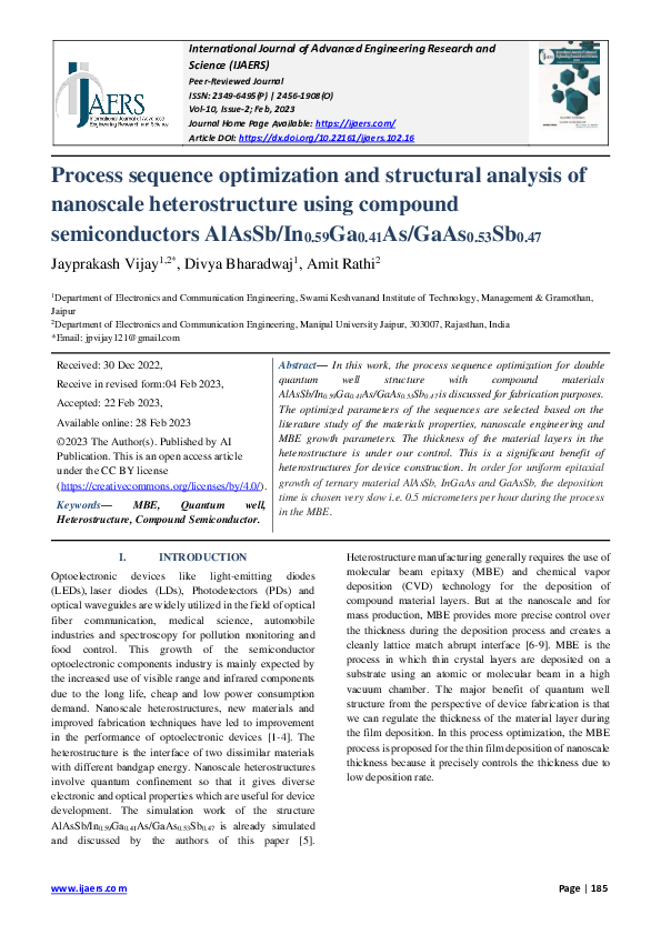 (PDF) Process sequence optimization and structural analysis of nanoscale heterostructure using ...