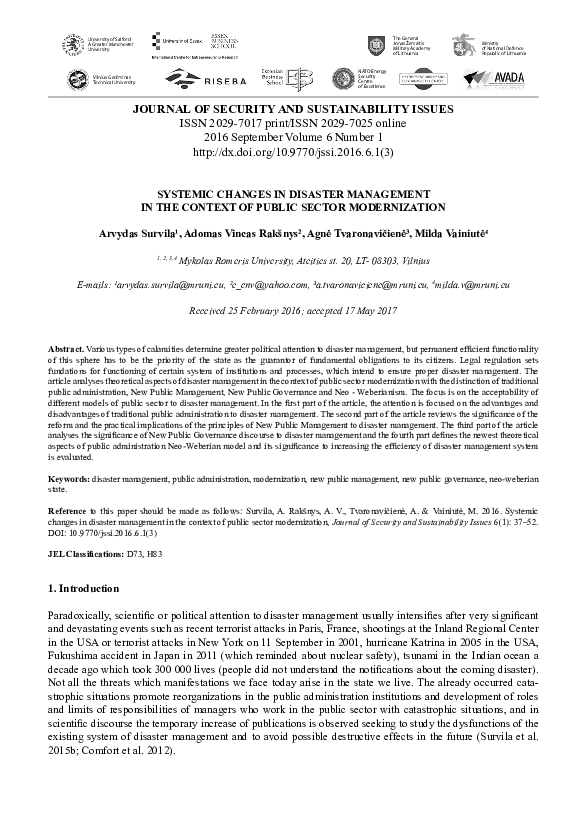 (PDF) Systemic Changes in Disaster Management