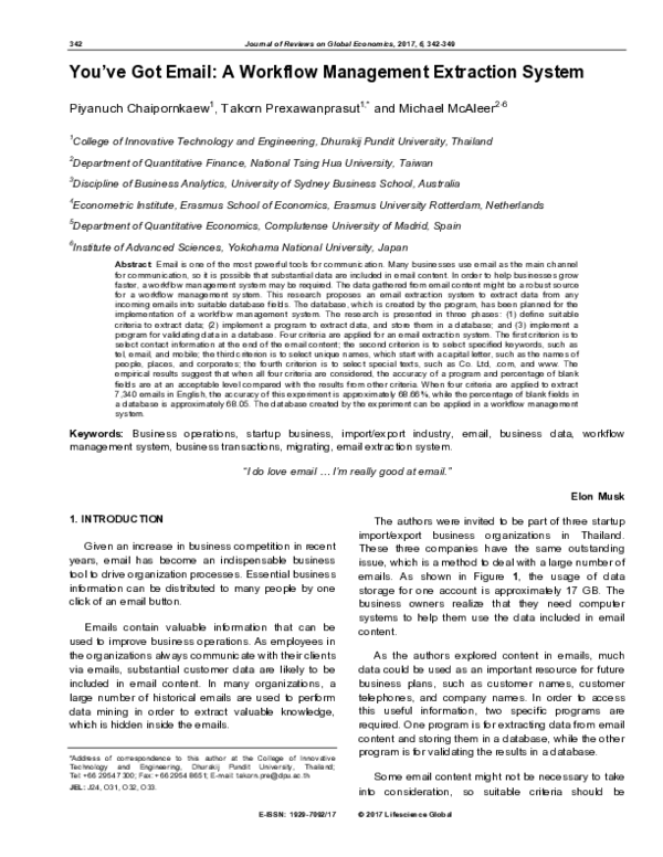 (PDF) You’ve Got Email: A Workflow Management Extraction System