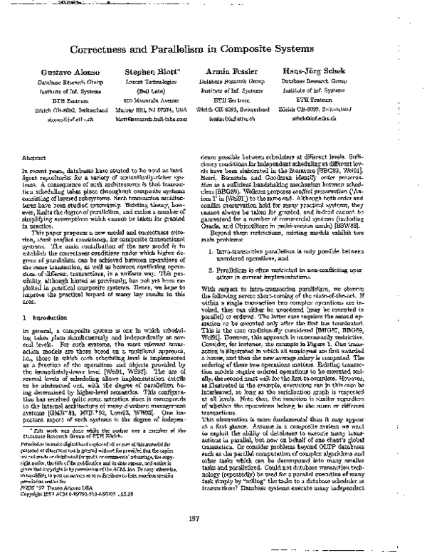 (PDF) Correctness and parallelism in composite systems