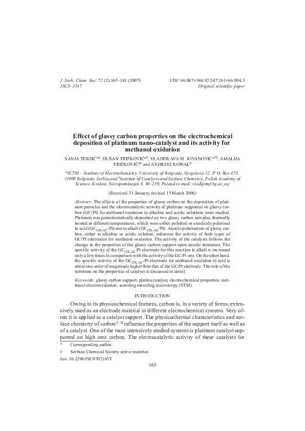 (PDF) Effect of glassy carbon properties on the electrochemical deposition of platinum nano ...