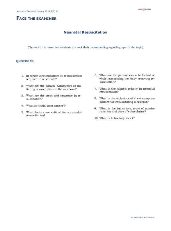 (PDF) Neonatal Resuscitation