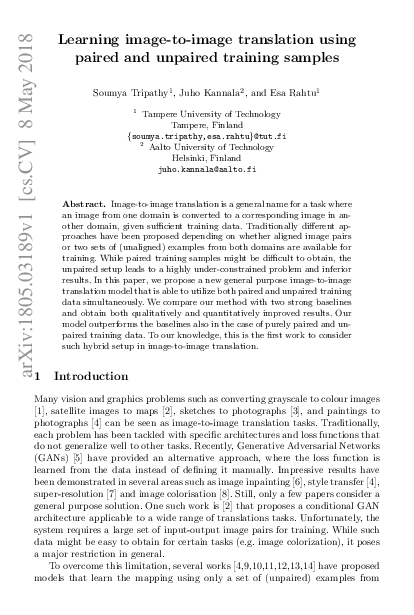 Pdf Learning Image To Image Translation Using Paired And Unpaired Training Samples Soumya 9140