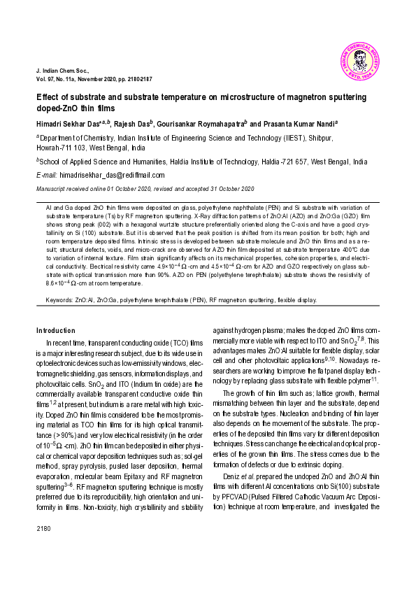 (PDF) Effect of substrate and substrate temperature on microstructure of magnetron sputtering ...