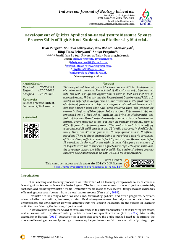 (PDF) Development of Quizizz Application-Based Test to Measure Science ...