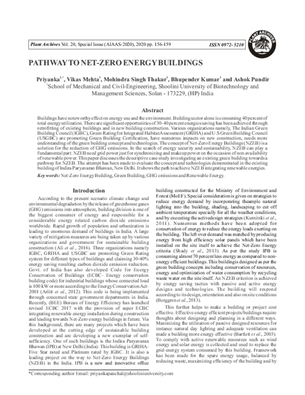 (PDF) Pathway to Netzero Energy Buildings