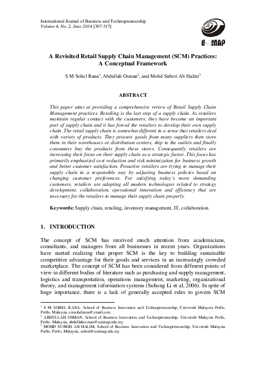 (PDF) A Revisited Retail Supply Chain Management (SCM) Practices: A Conceptual Framework