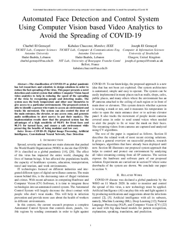 (PDF) Automated Face Detection and Control System Using Computer Vision based Video Analytics to ...