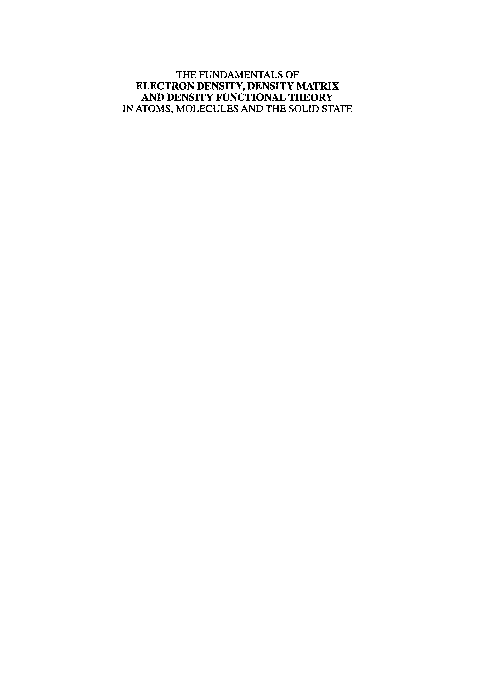Pdf The Fundamentals Of Electron Density Density Matrix And Density