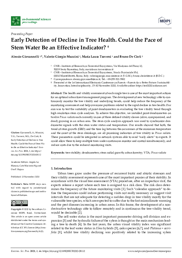 (PDF) Early Detection of Decline in Tree Health. Could the Pace of Stem ...