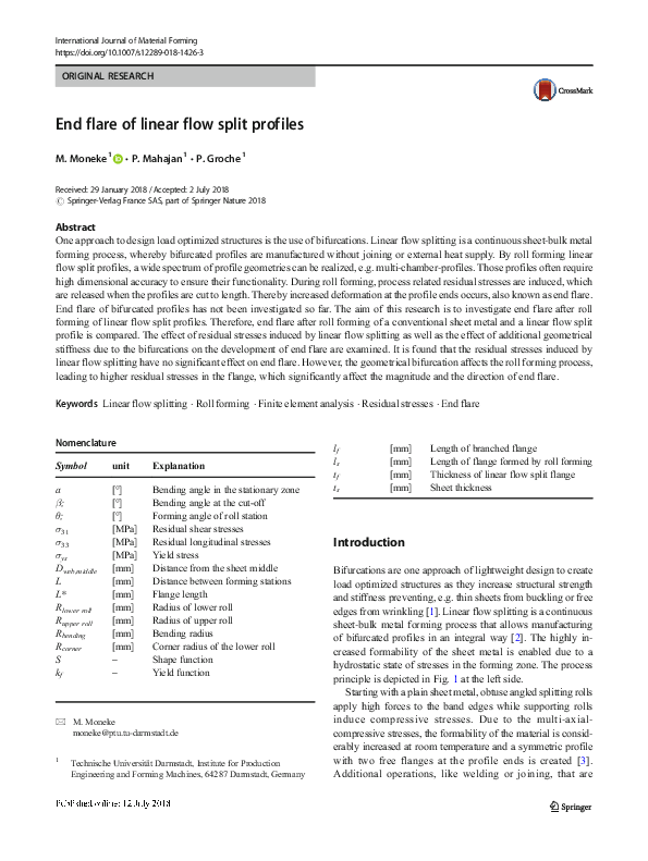 (PDF) End flare of linear flow split profiles