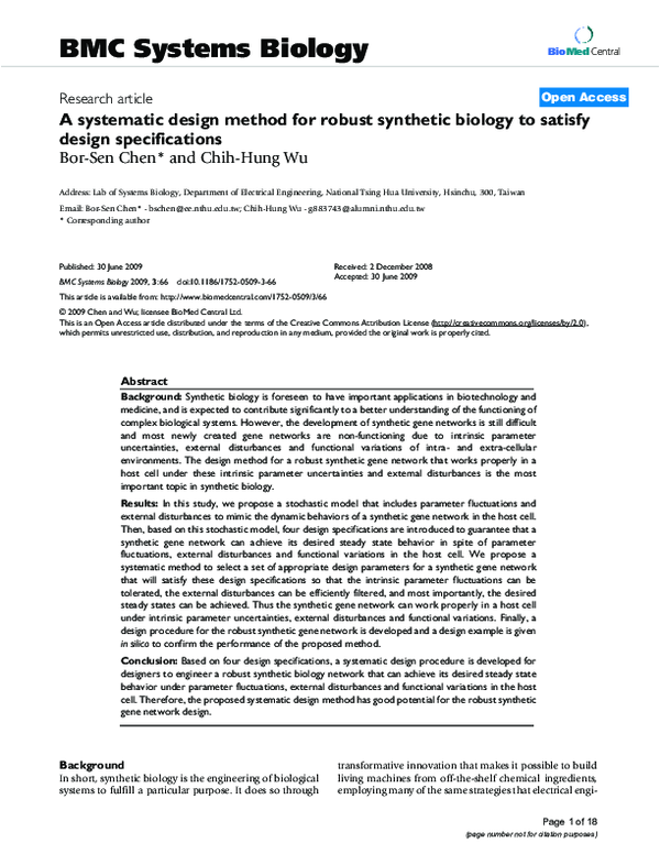 (PDF) A systematic design method for robust synthetic biology to ...