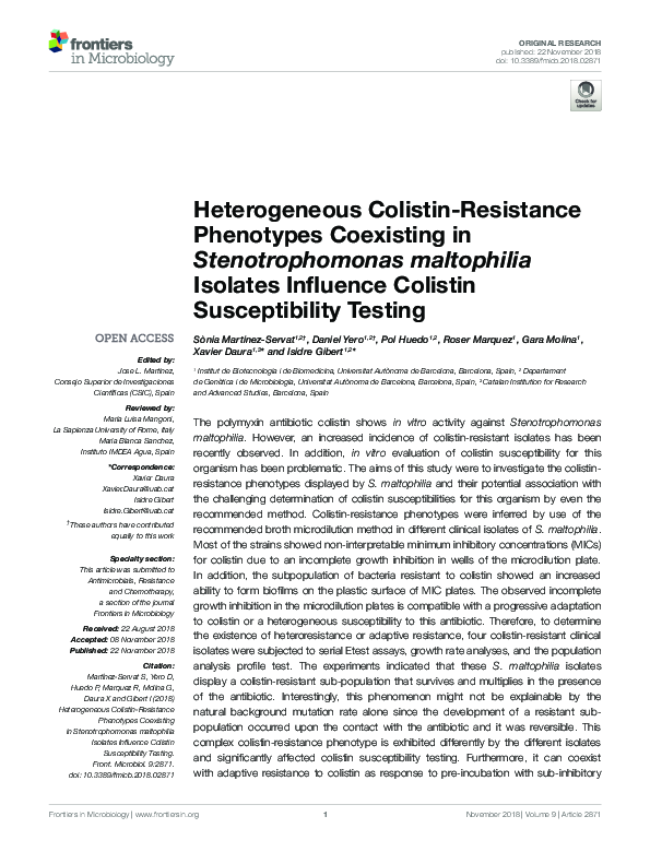 (PDF) Heterogeneous Colistin-Resistance Phenotypes Coexisting in ...