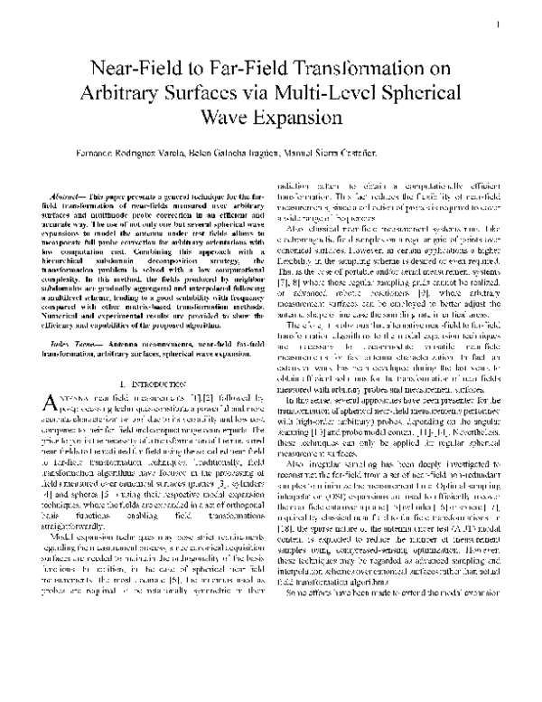 (PDF) Near-Field to Far-Field Transformation on Arbitrary Surfaces via ...