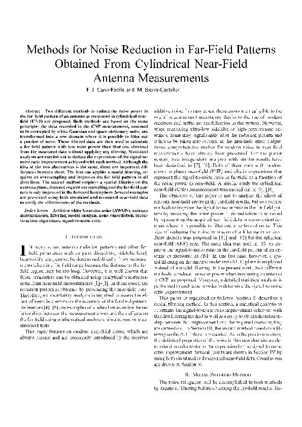 Pdf Methods For Noise Reduction In Far Field Patterns Obtained From