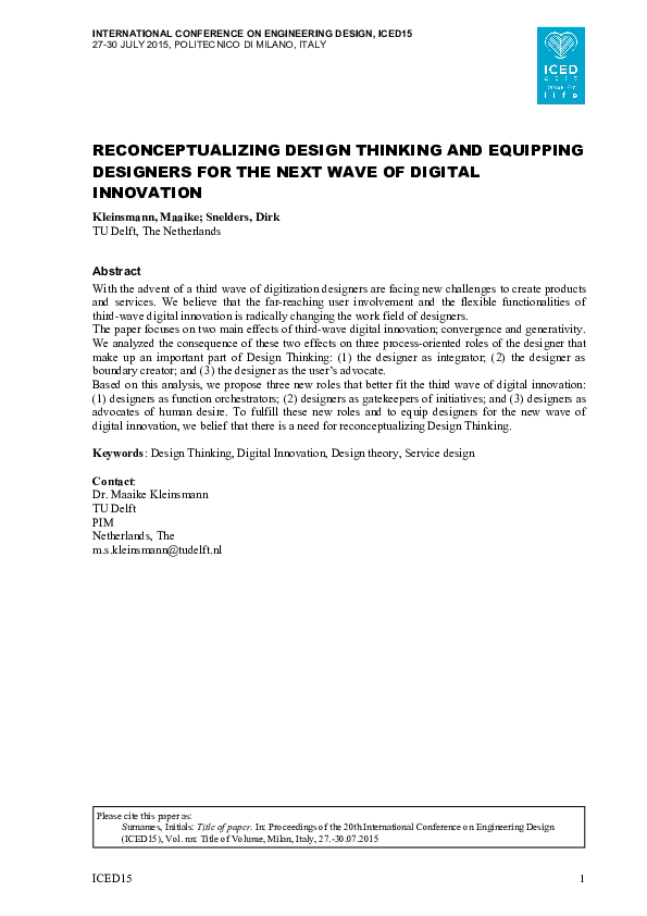 (PDF) Reconceptualizing Design Thinking and Equipping Designers for the ...