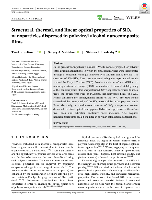 (PDF) Structural, thermal, and linear optical properties of SiO 2 ...