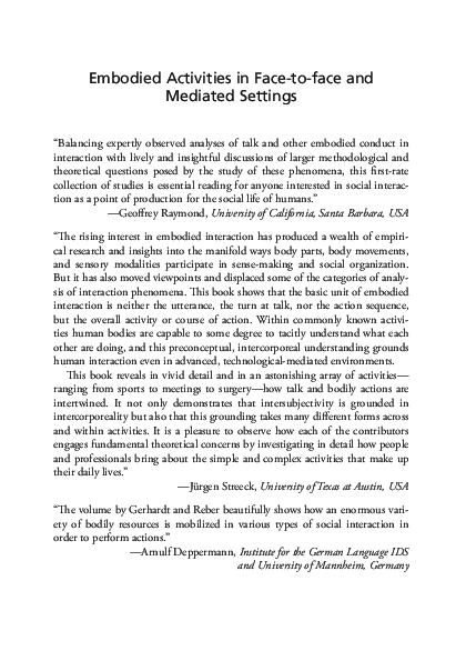 (PDF) Embodied Activities in Face-to-face and Mediated Settings