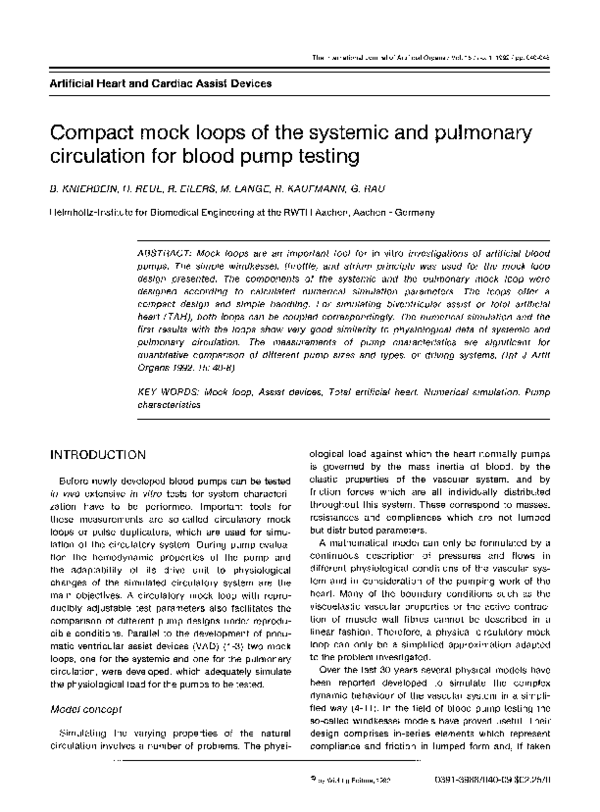 (PDF) Compact Mock Loops of the Systemic and Pulmonary Circulation for ...