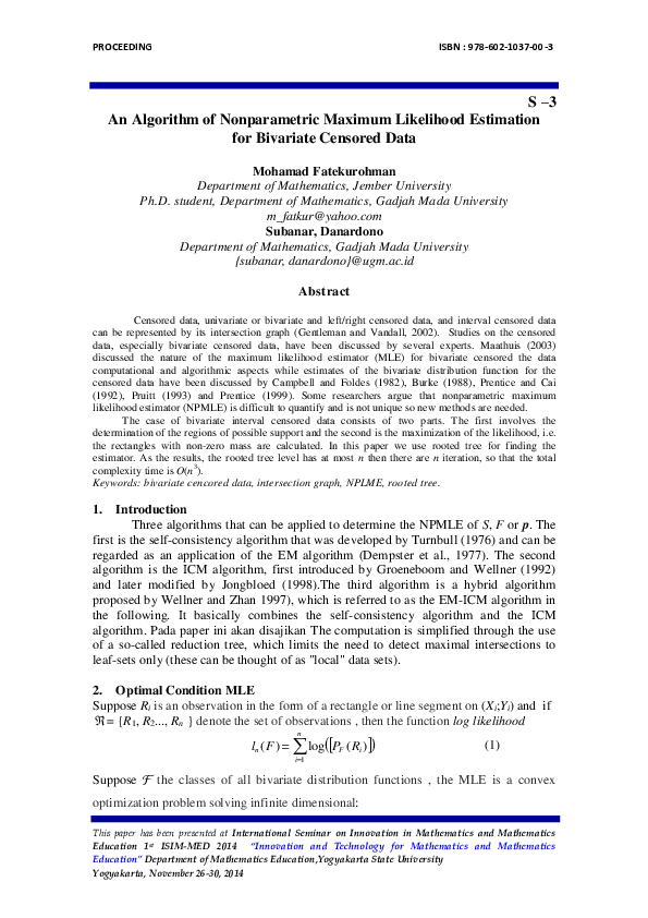 Pdf An Algorithm Of Nonparametric Maximum Likelihood Estimation For
