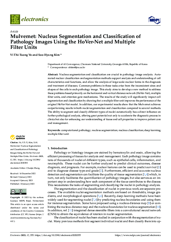 Pdf Mulvernet Nucleus Segmentation And Classification Of Pathology Images Using The Hover Net