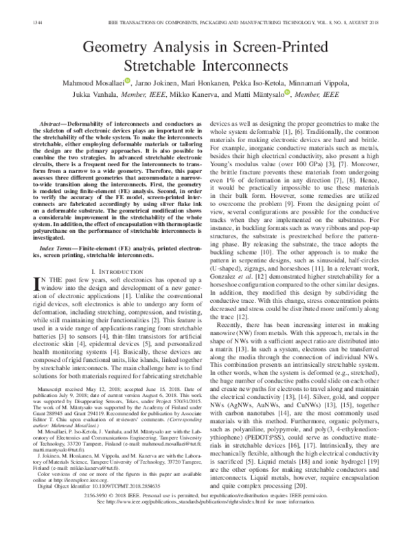 Pdf Geometry Analysis In Screen Printed Stretchable Interconnects