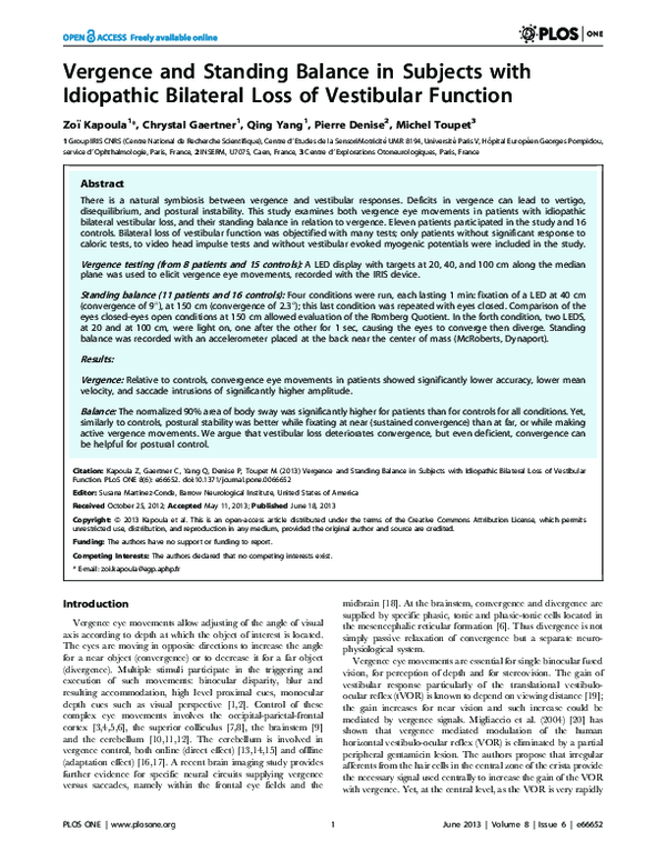 (PDF) Vergence and Standing Balance in Subjects with Idiopathic ...