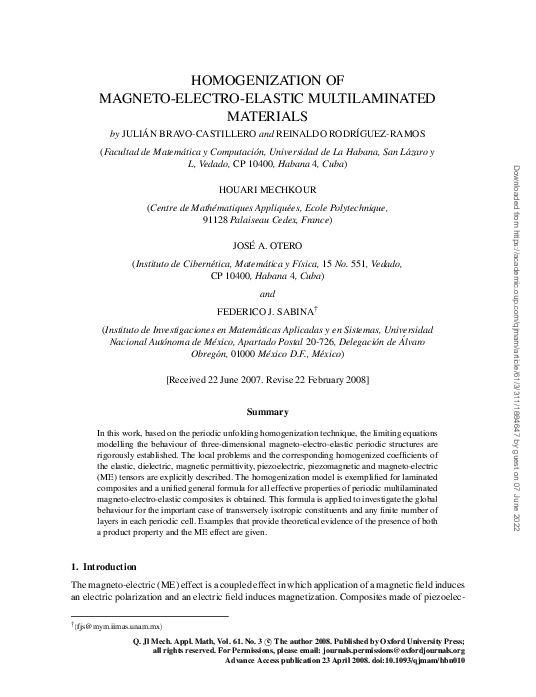 (PDF) Homogenization of magneto-electro-elastic multilaminated materials