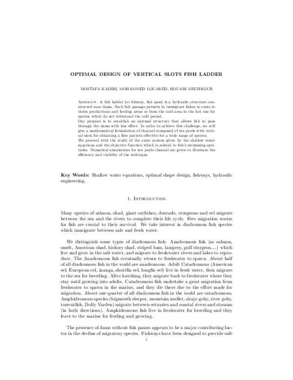 (PDF) Optimal Design of Vertical Slots Fish Ladder | Houari Mechkour ...