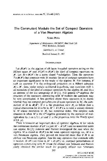 (PDF) The commutant modulo the set of compact operators of a von ...