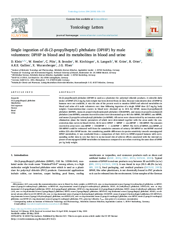 (PDF) Single ingestion of di-(2-propylheptyl) phthalate (DPHP) by male ...
