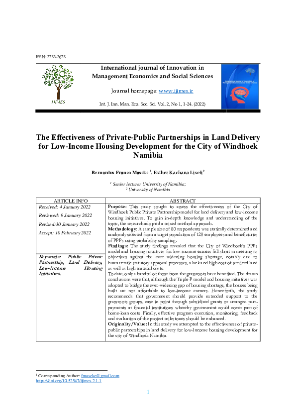 (PDF) The Effectiveness of Private-Public Partnerships in Land Delivery ...