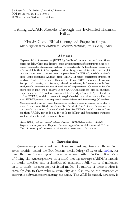 (PDF) Fitting EXPAR Models Through the Extended Kalman Filter