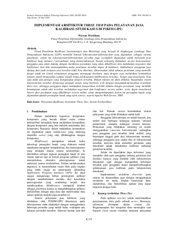 (PDF) Implementasi Arsitektur Three Tier Pada Pelayanan Jasa Kalibrasi ...