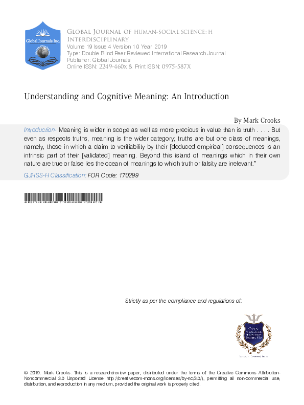 (PDF) Understanding and Cognitive Meaning : An Introduction By Mark ...