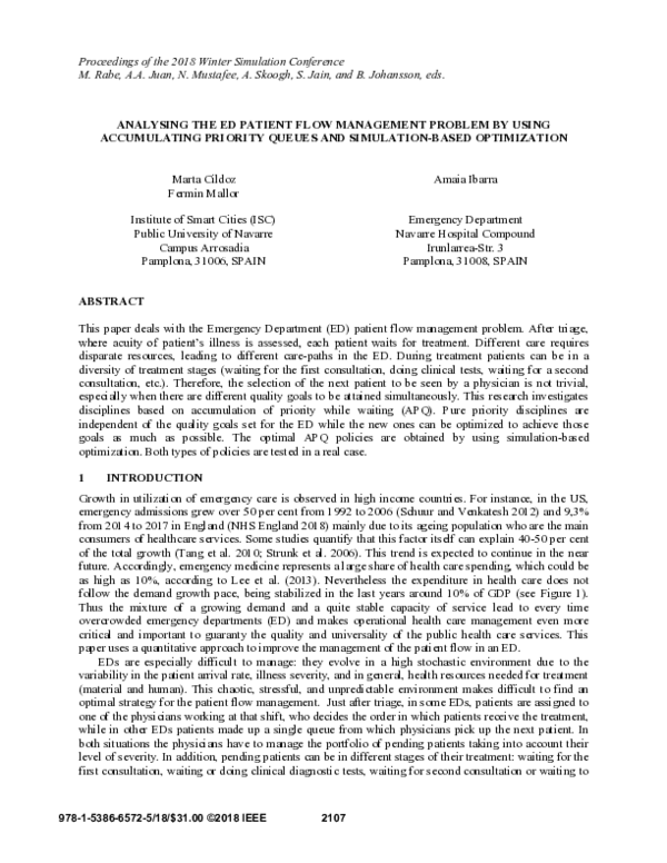 (PDF) Analysing the Ed Patient Flow Management Problem by Using Accumulating Priority Queues and ...