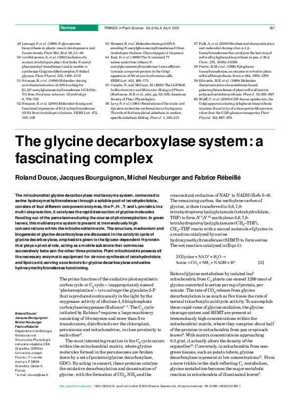 (PDF) The glycine decarboxylase system: a fascinating complex