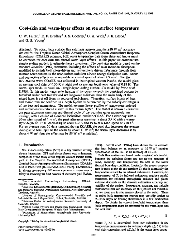 (PDF) Cool-skin and warm-layer effects on sea surface temperature