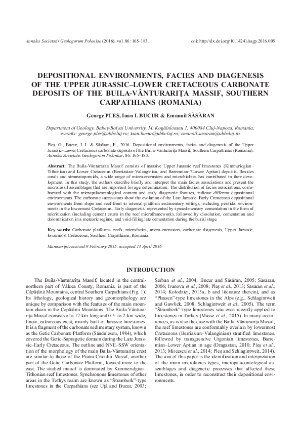 Pdf Depositional Environments Facies And Diagenesis Of The Upper Jurassic Lower Cretaceous