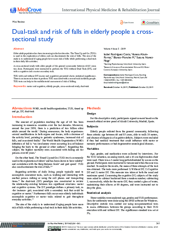 (PDF) Dual-task and risk of falls in elderly people a cross-sectional study
