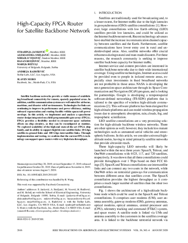 (PDF) High-Capacity FPGA Router for Satellite Backbone Network